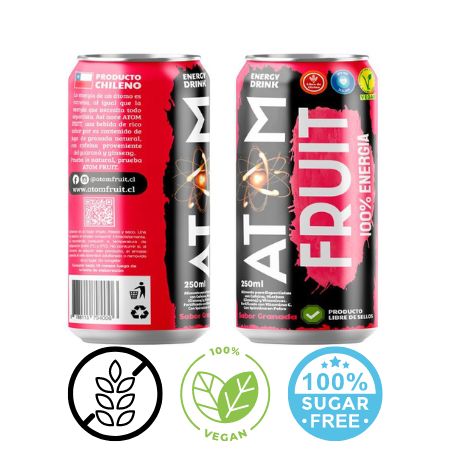Atom Fruit Energy Drink 250 ml Granada - Comercial Mayorista