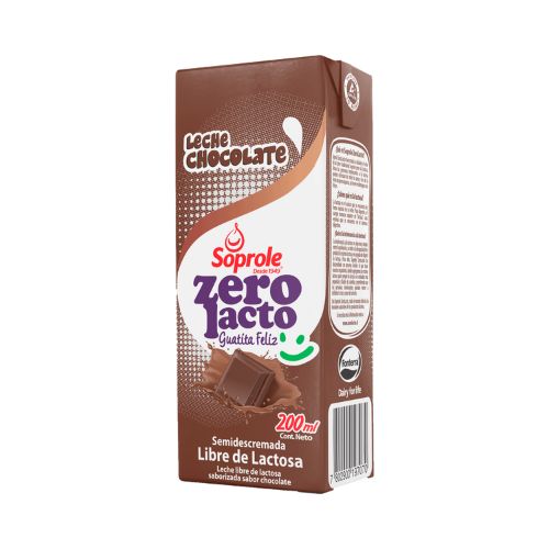 Soprole Leche Chocolate Zero Lacto 200 ml x 6 uni - Comercial Mayorista